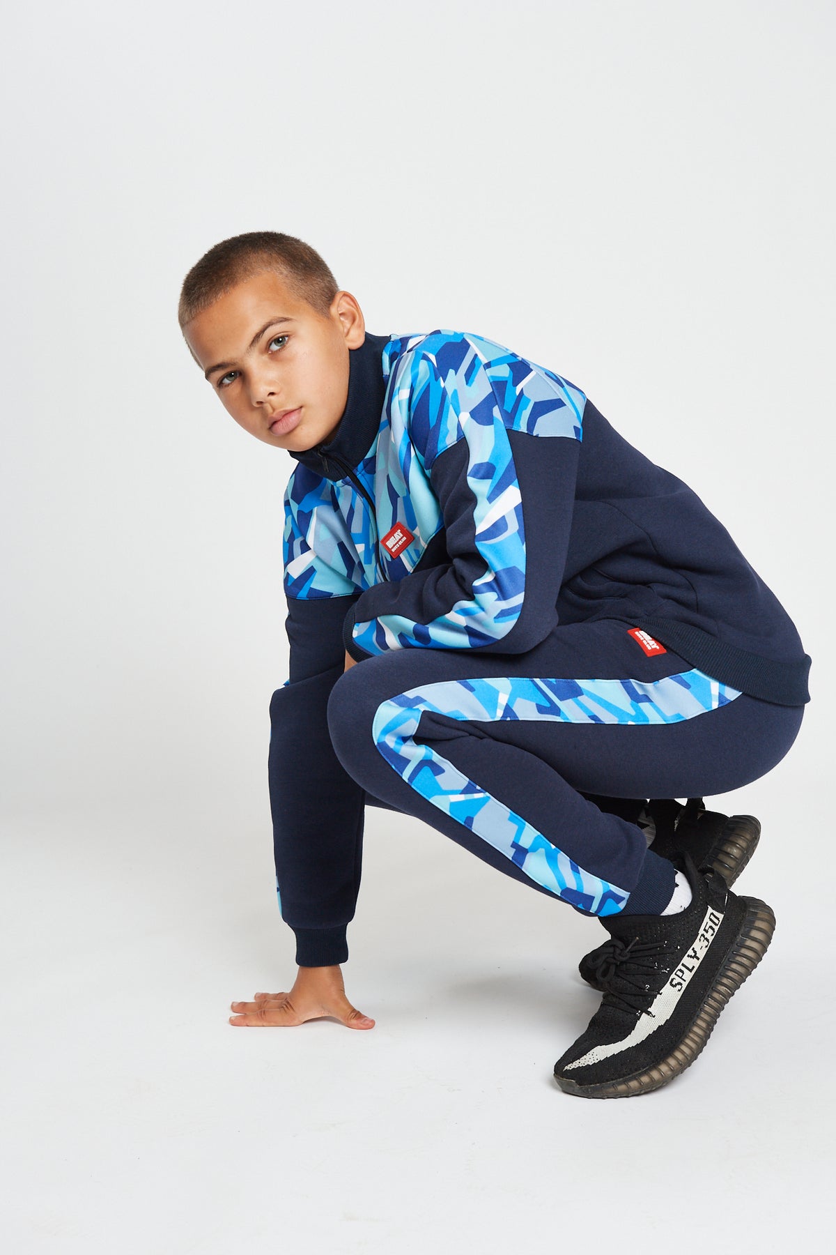 Chromatic Tracksuit Top | Boys Navy Geo Zip Through Top | Kids Clothes ...