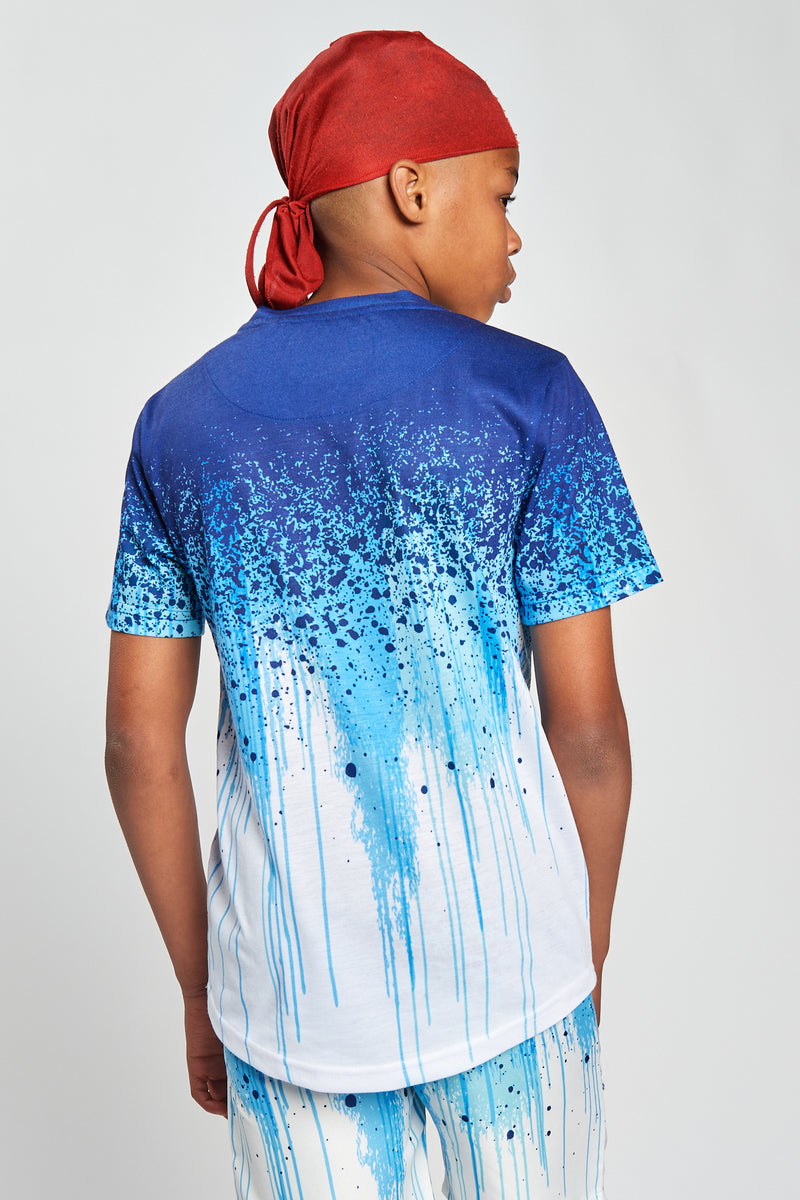 Drip T Shirt | Boys Blue White Sublimated Print Tee | Kids Clothes ...