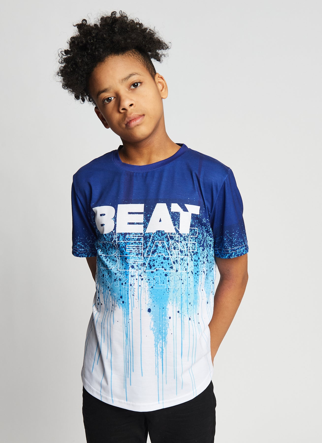 Drip T Shirt | Boys Blue White Sublimated Print Tee | Kids Clothes ...