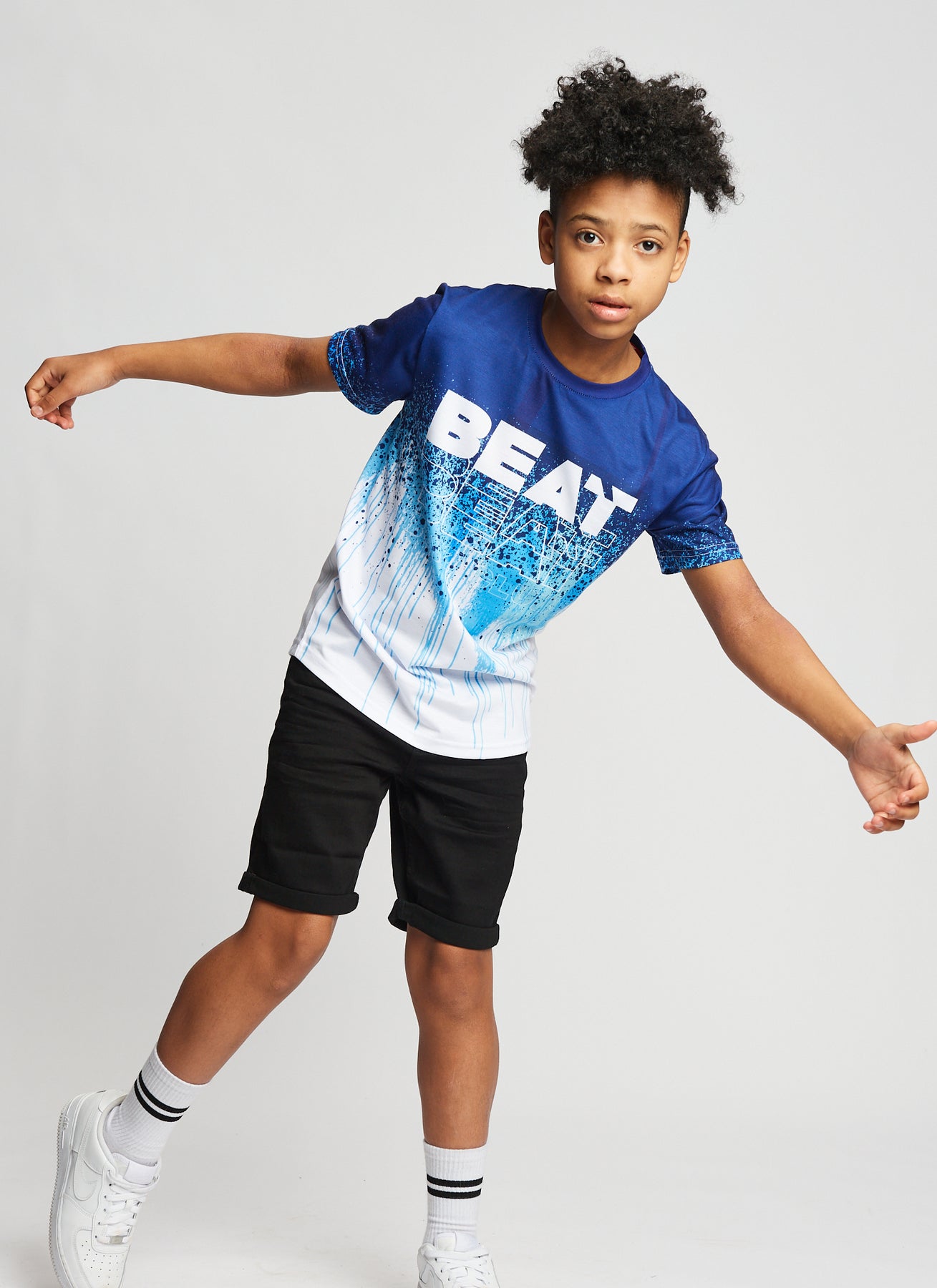 Drip T Shirt | Boys Blue White Sublimated Print Tee | Kids Clothes ...
