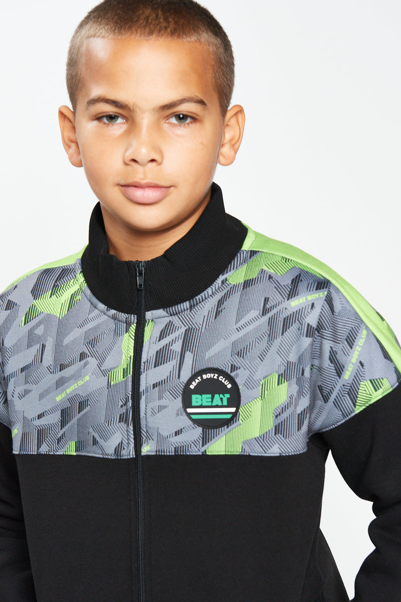 Vivid Tracksuit Top | Boys Black/Green Zip Through Top | Kids Clothes ...